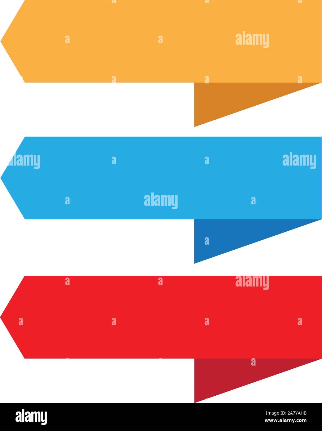 three ribbon banner on white background. three ribbon banner sign Stock ...