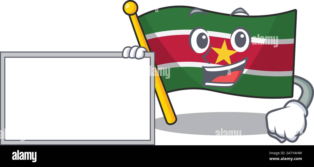 happy flag suriname with board with the cartoon Stock Vector Image ...