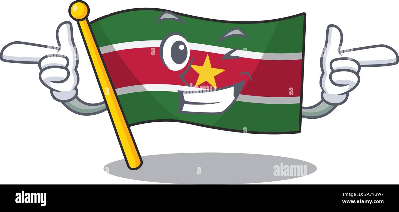 flag suriname character with wink cartoon shape Stock Vector Image ...