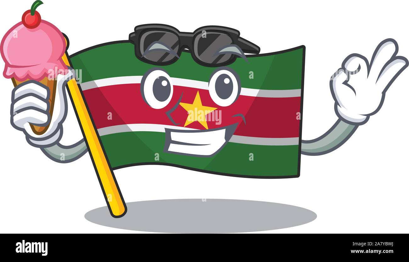 with ice cream flag suriname character with cartoon shape Stock Vector ...