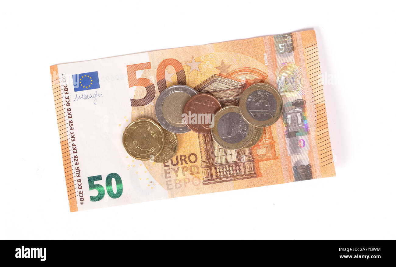 Stack of euro banknotes, isolated on white Stock Photo - Alamy