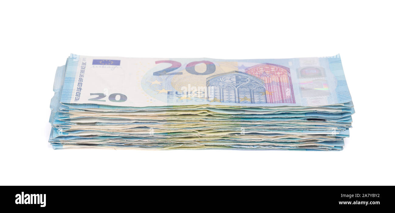 Stack of euro banknotes, isolated on white Stock Photo - Alamy