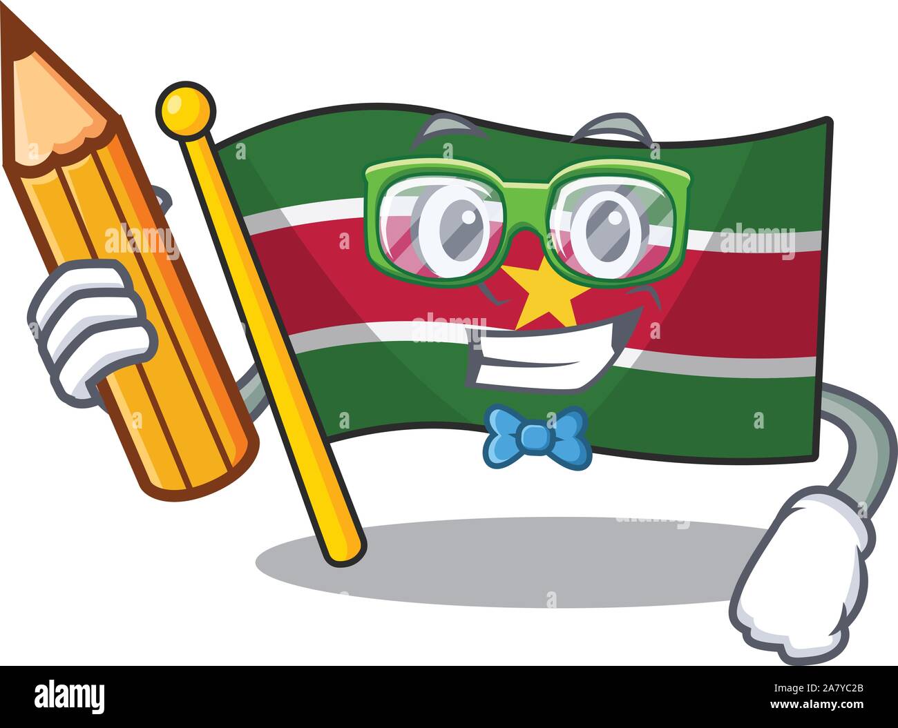 student holding pencil flag suriname character with cartoon shape Stock ...