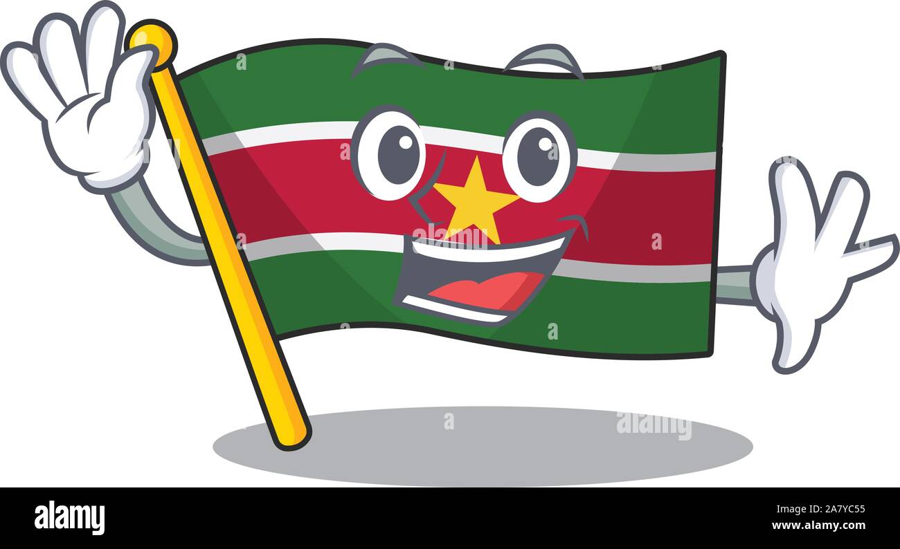 flag suriname character with waving cartoon shape Stock Vector Image ...