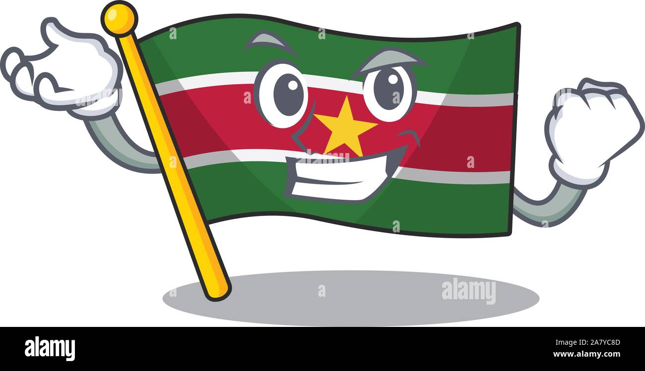 flag suriname character with cartoon shape successful Stock Vector ...