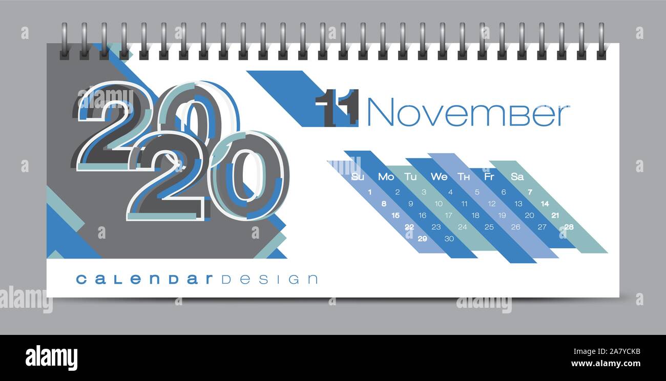 Vector calendar design with 2020 seasons concept and typography Stock ...