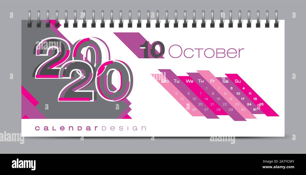 Vector calendar design with 2020 seasons concept and typography Stock ...