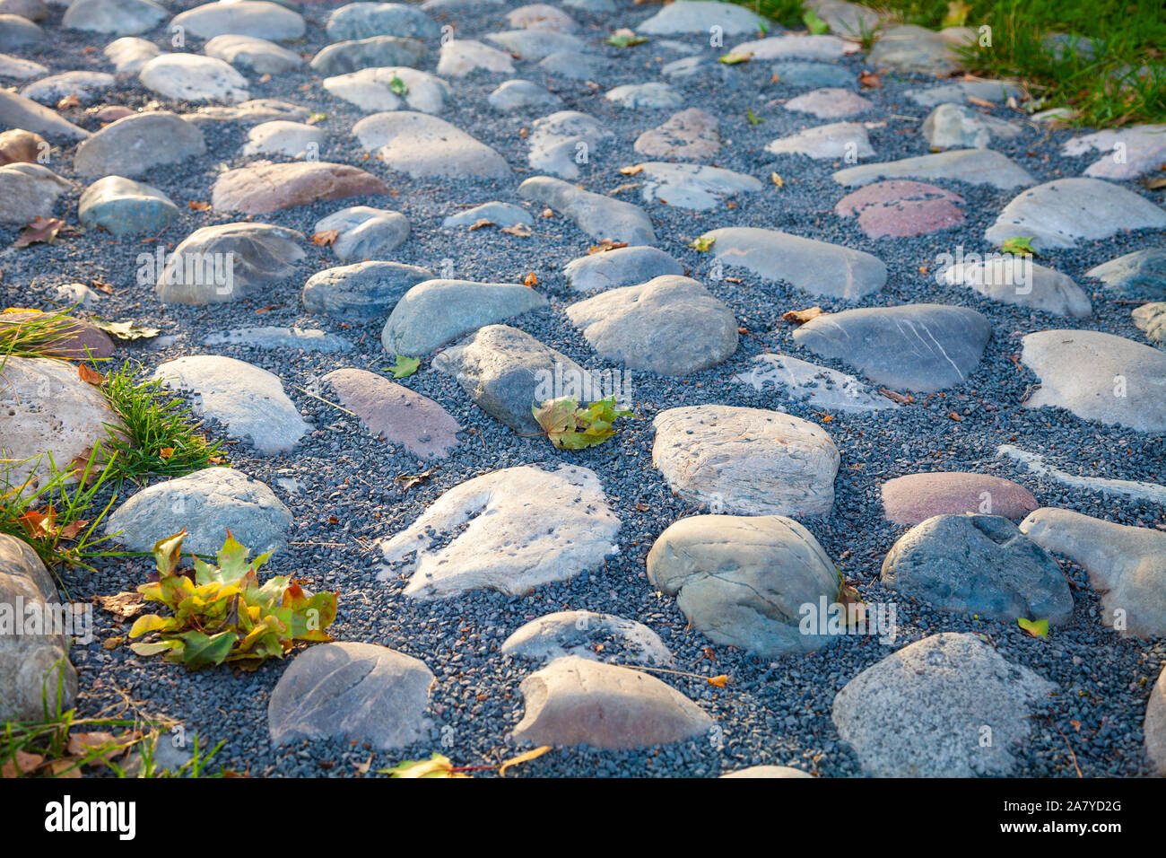 Beautiful stone walkway in the park closeup Stock Photo - Alamy