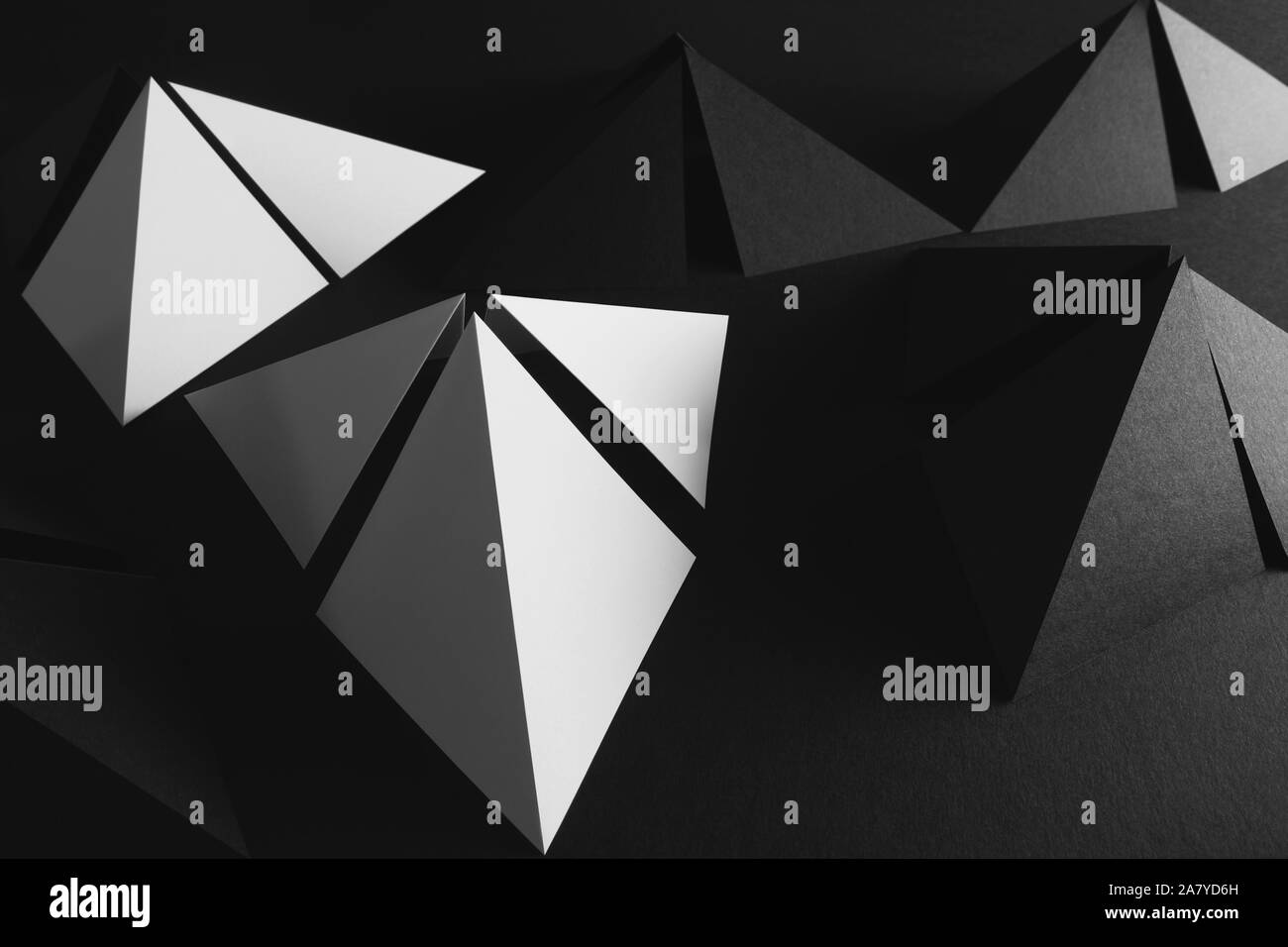 Futuristic pyramids in black and white, abstract Stock Photo - Alamy