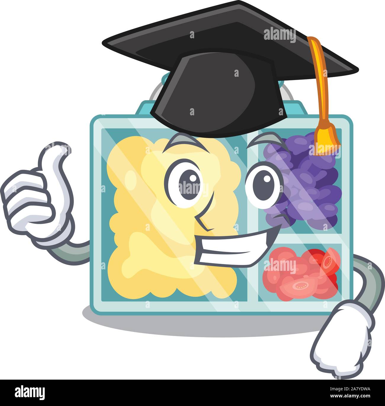 lunch box isolated with the mascot graduation hat Stock Vector Image ...