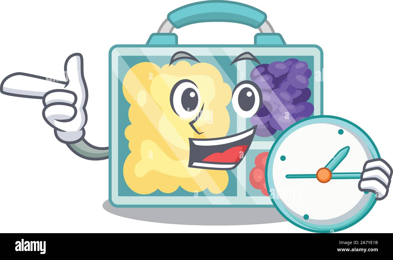 lunch box isolated with with bring clock the mascot Stock Vector Image ...