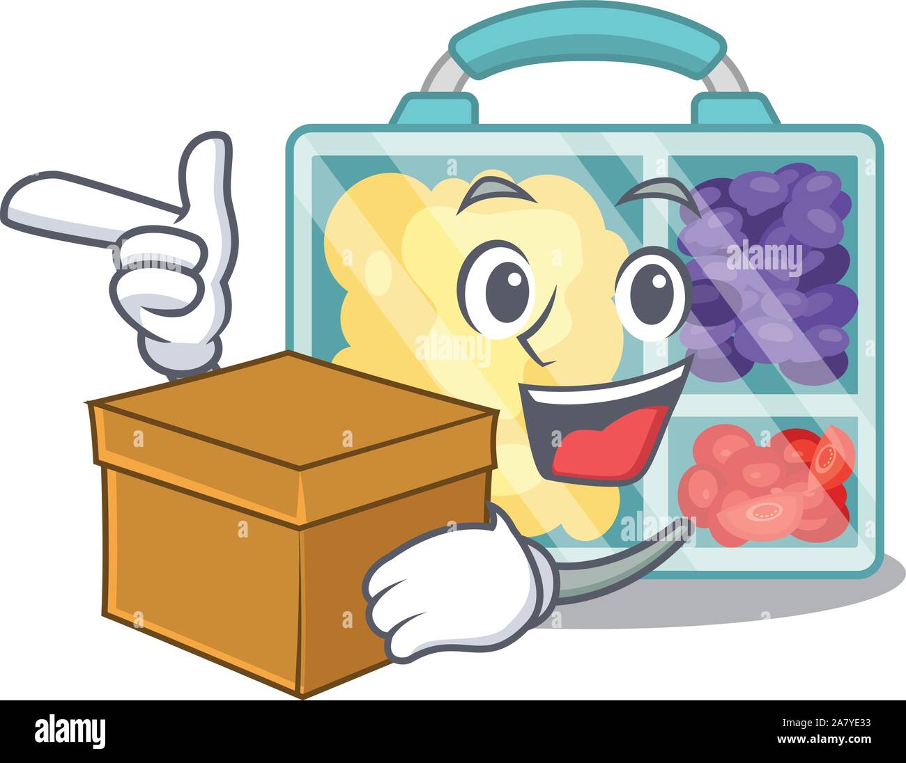 lunch box isolated with the mascot with bring box Stock Vector Image ...