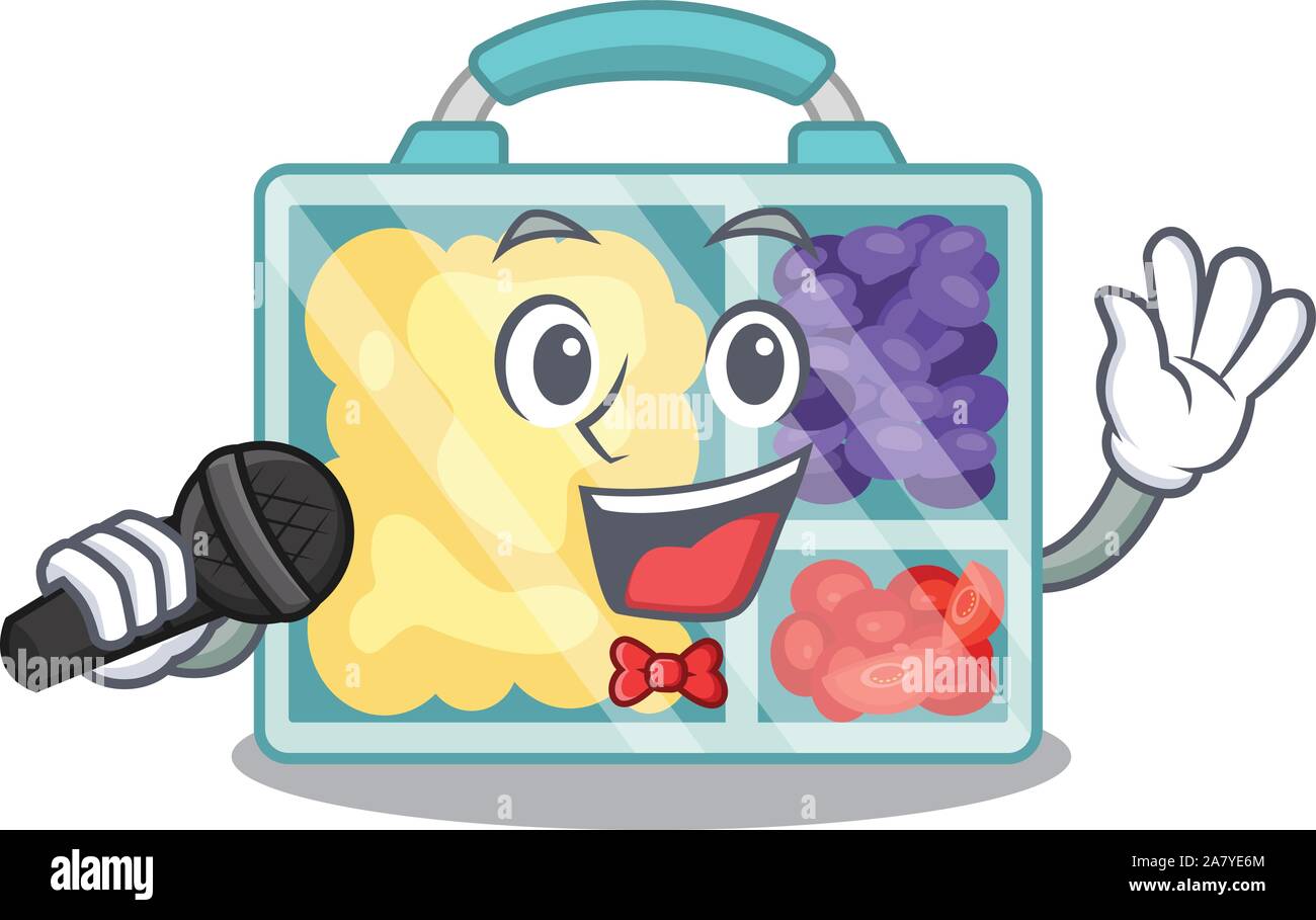 smiling lunch box character singing shape isolated Stock Vector Image ...