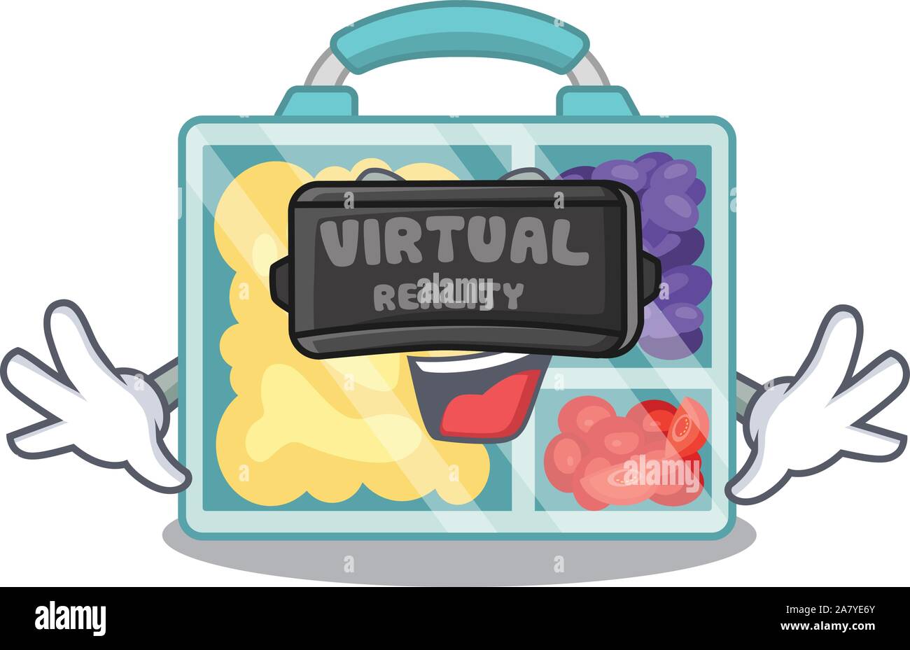 smiling lunch box character shape virtual reality isolated Stock Vector ...