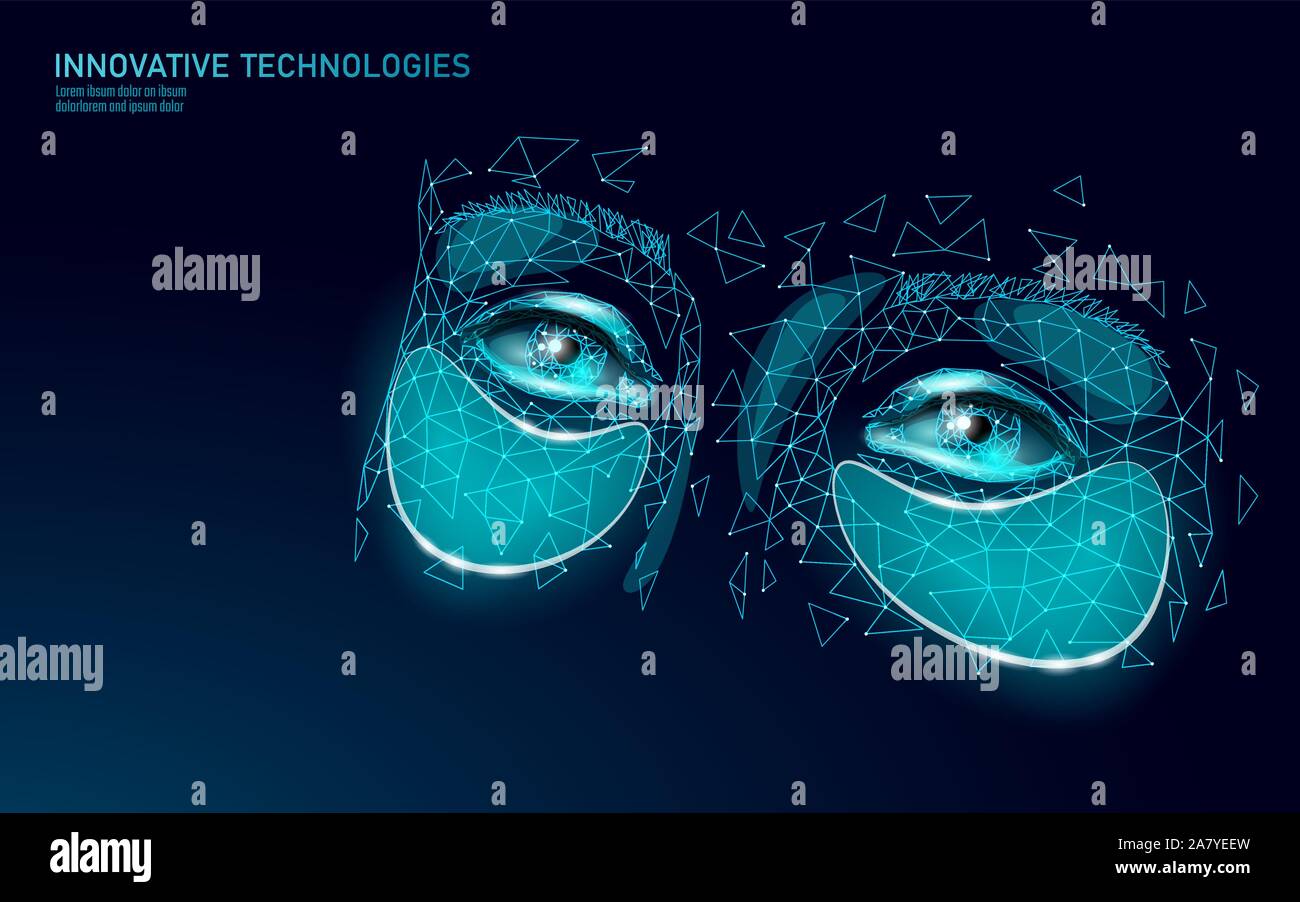 3D eye beauty patches. Low poly science cosmetics ad technology. Woman ...