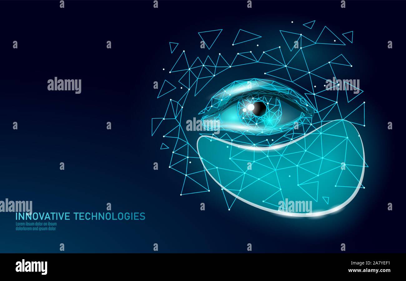 3D eye beauty patches. Low poly science cosmetics ad technology. Woman ...