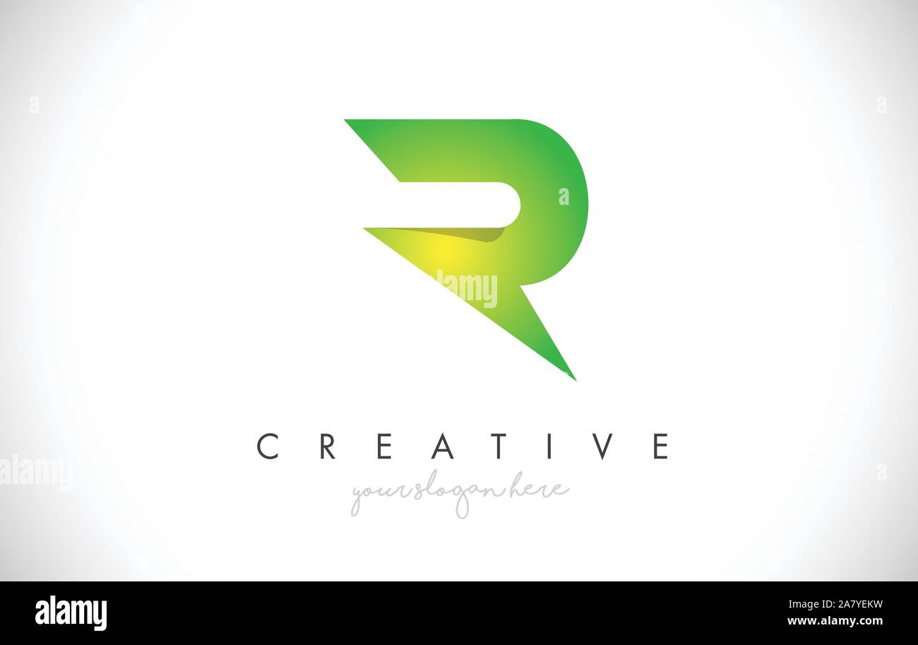 R Letter Design Icon With Paper Cut Design Creative Vector Logo ...