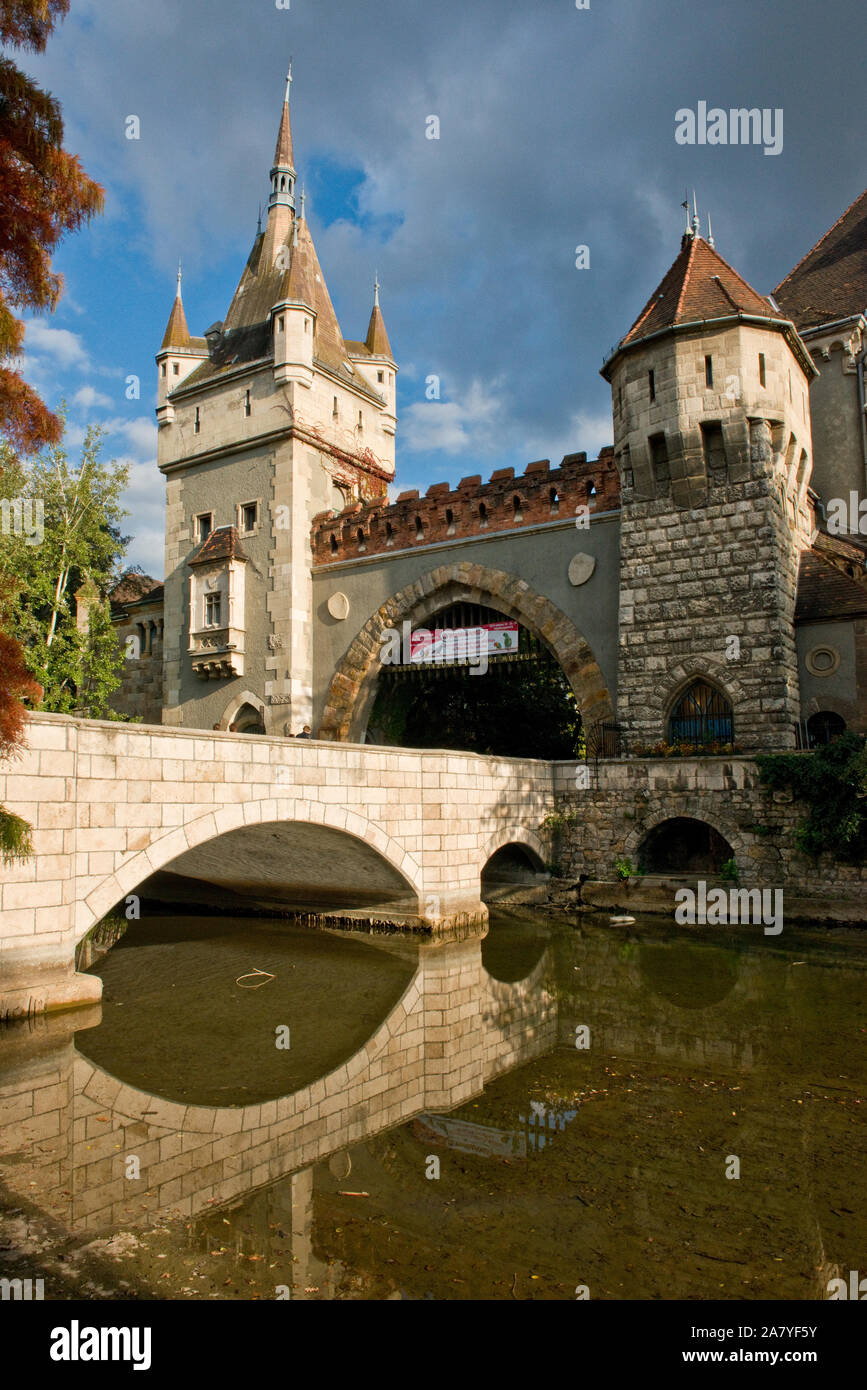 Gatehouse Tower of Vajdahunyad Castle in City Park. Budapest Stock ...