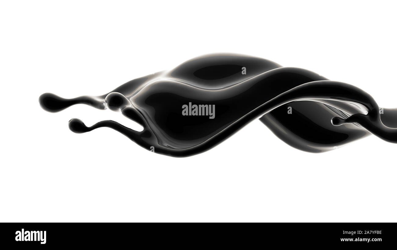 Splash of black liquid. 3d rendering, 3d illustration Stock Photo - Alamy