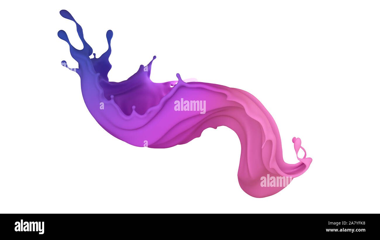 Beautiful multi-color splash of liquid . 3D illustration, 3D ...