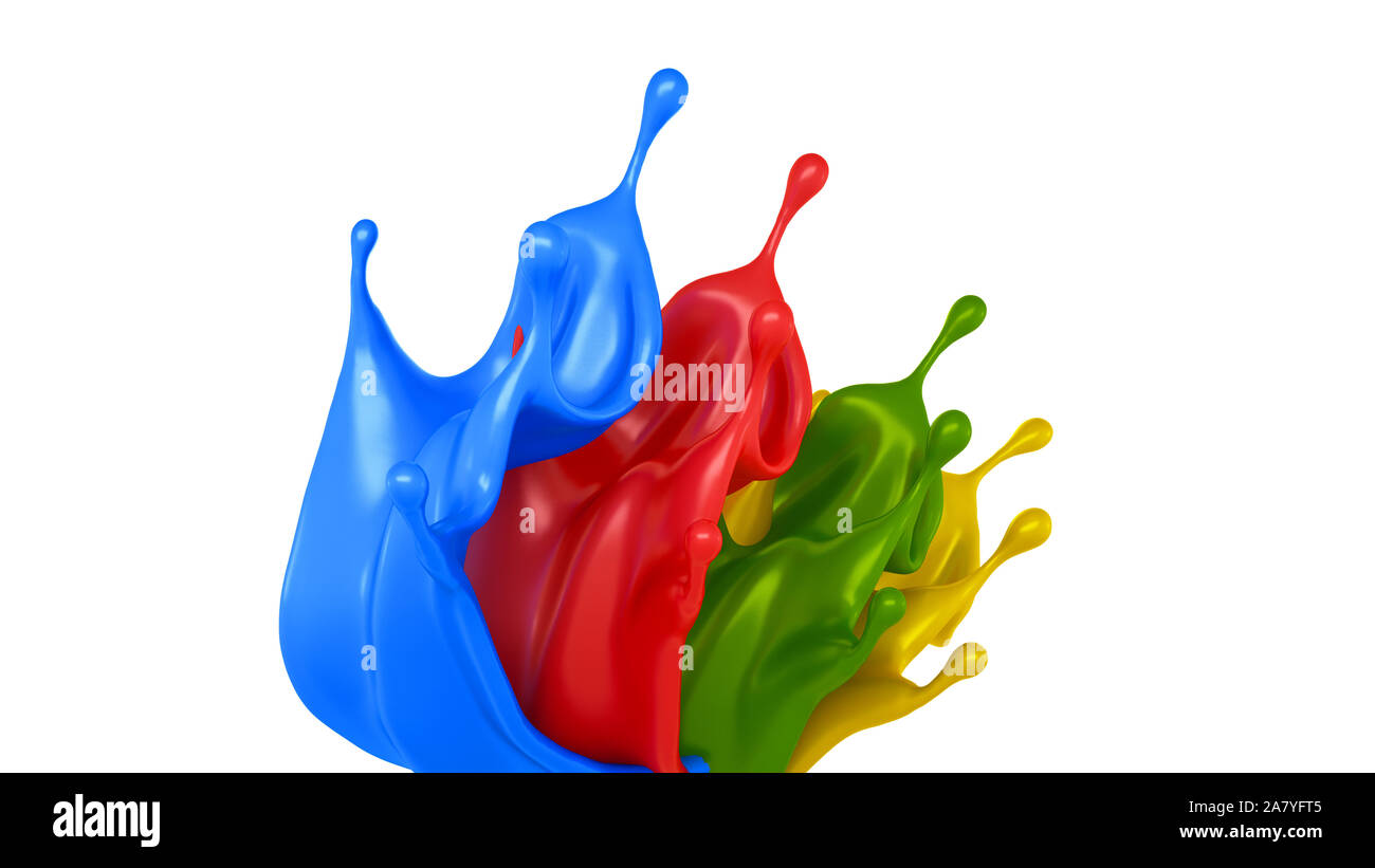 Abstract splash paint isolated white background. 3d rendering 3d ...
