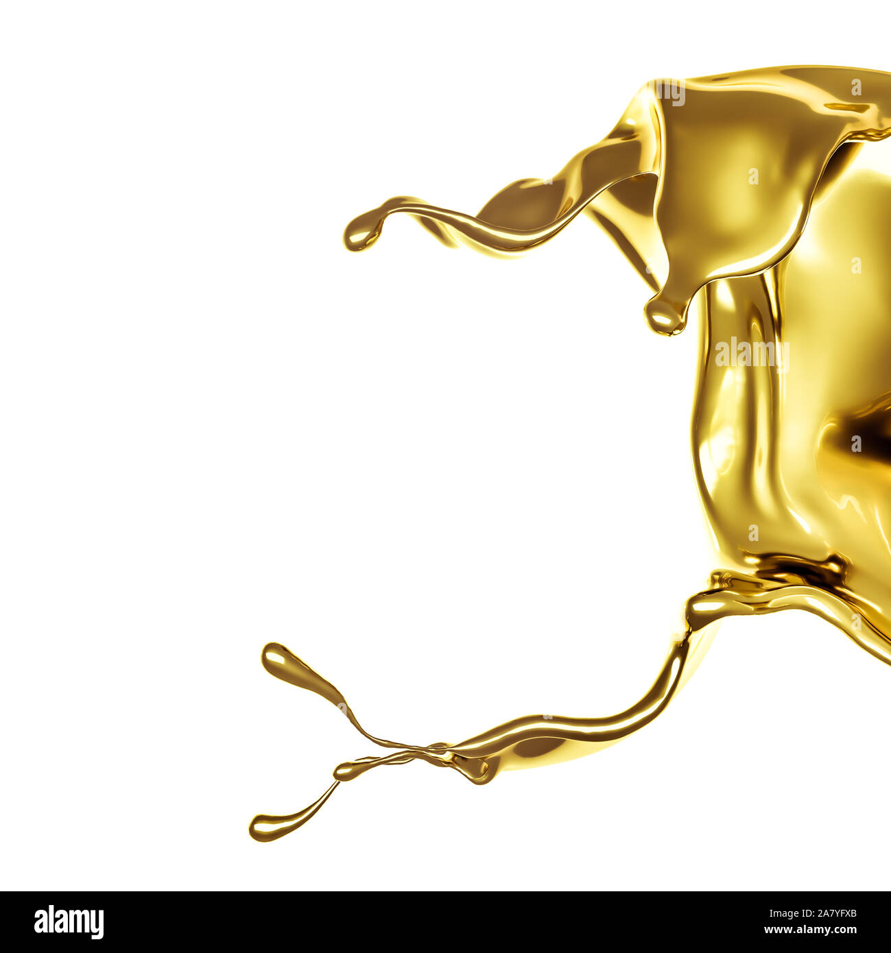 A splash of thick, golden liquid. 3d rendering, 3d illustration Stock ...