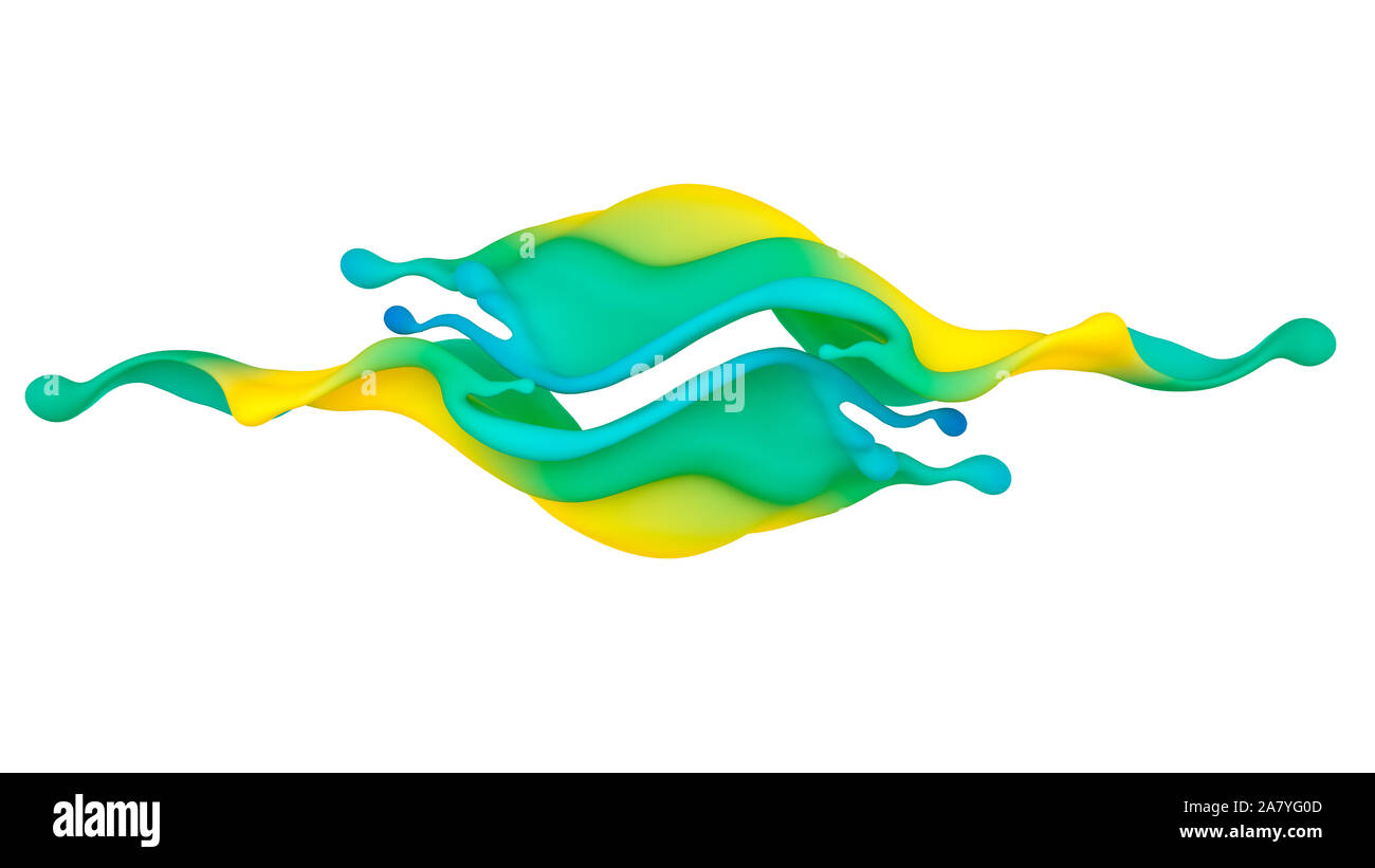 Beautiful multi-color splash of liquid . 3D illustration, 3D ...