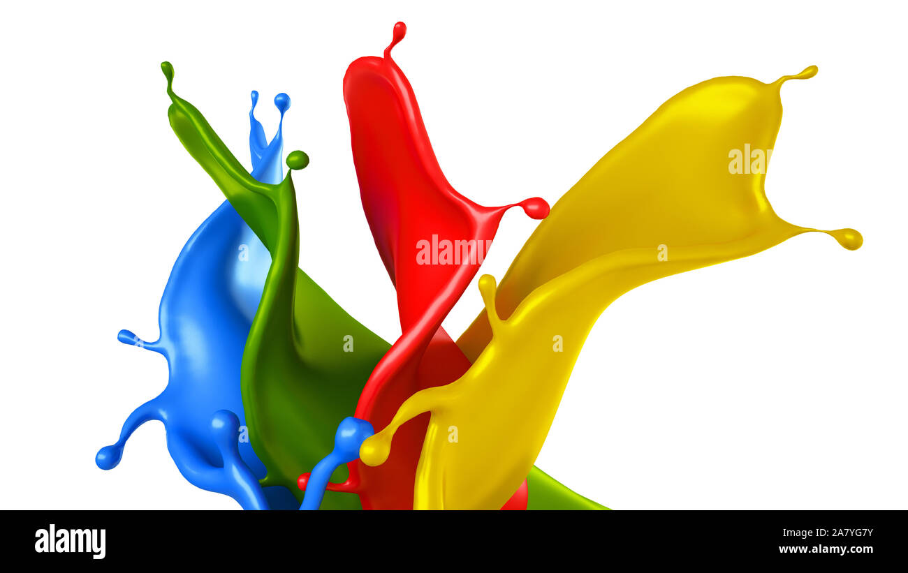 Abstract splash paint isolated white background. 3d rendering 3d ...