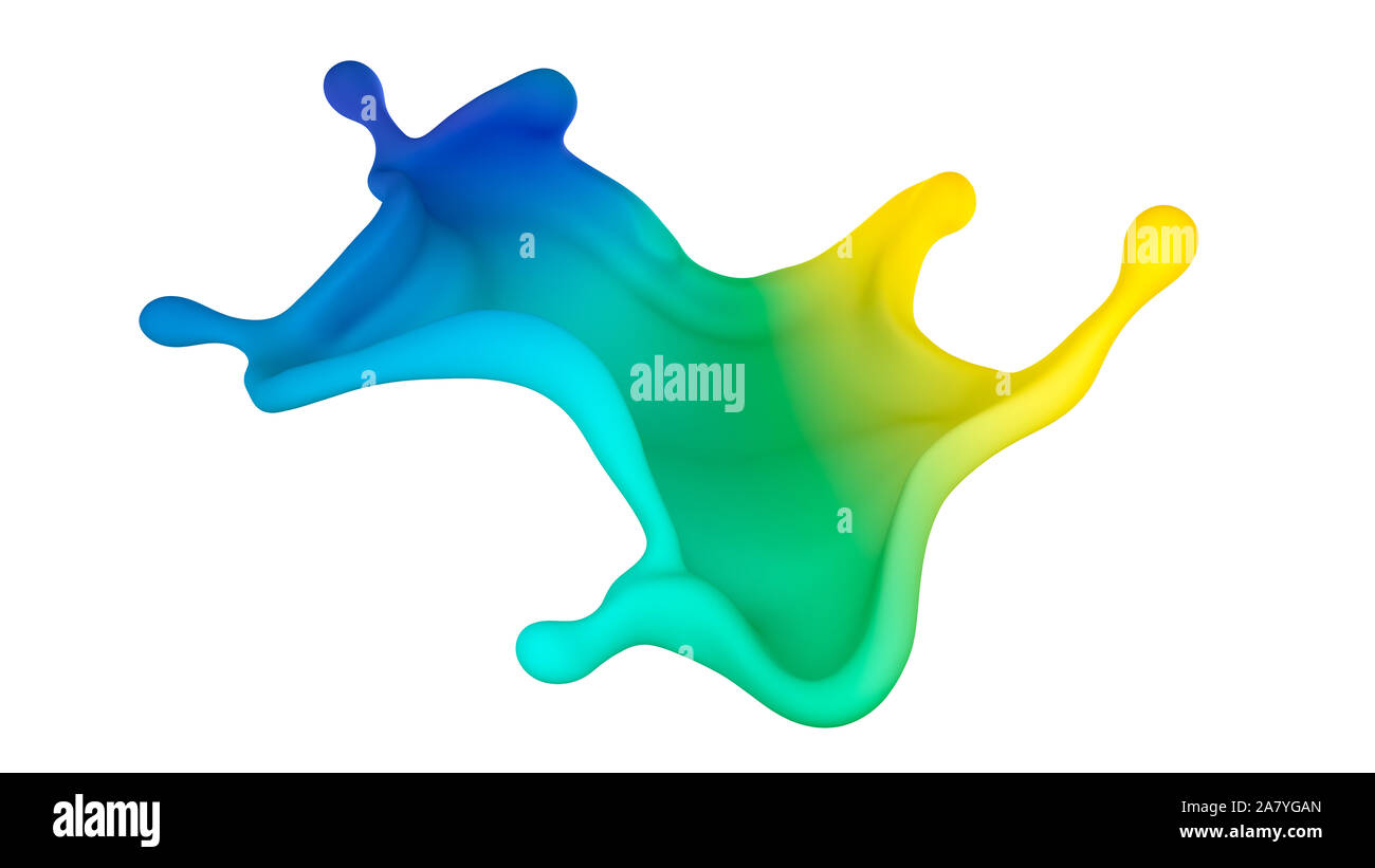 Beautiful multi-color splash of liquid . 3D illustration, 3D ...