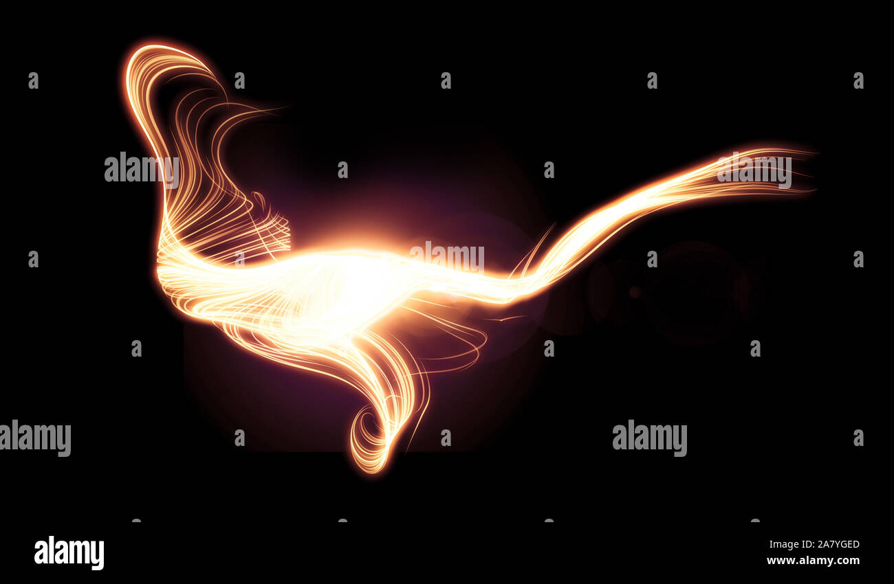 Light glow abstract effect black background. 3d rendering 3d ...
