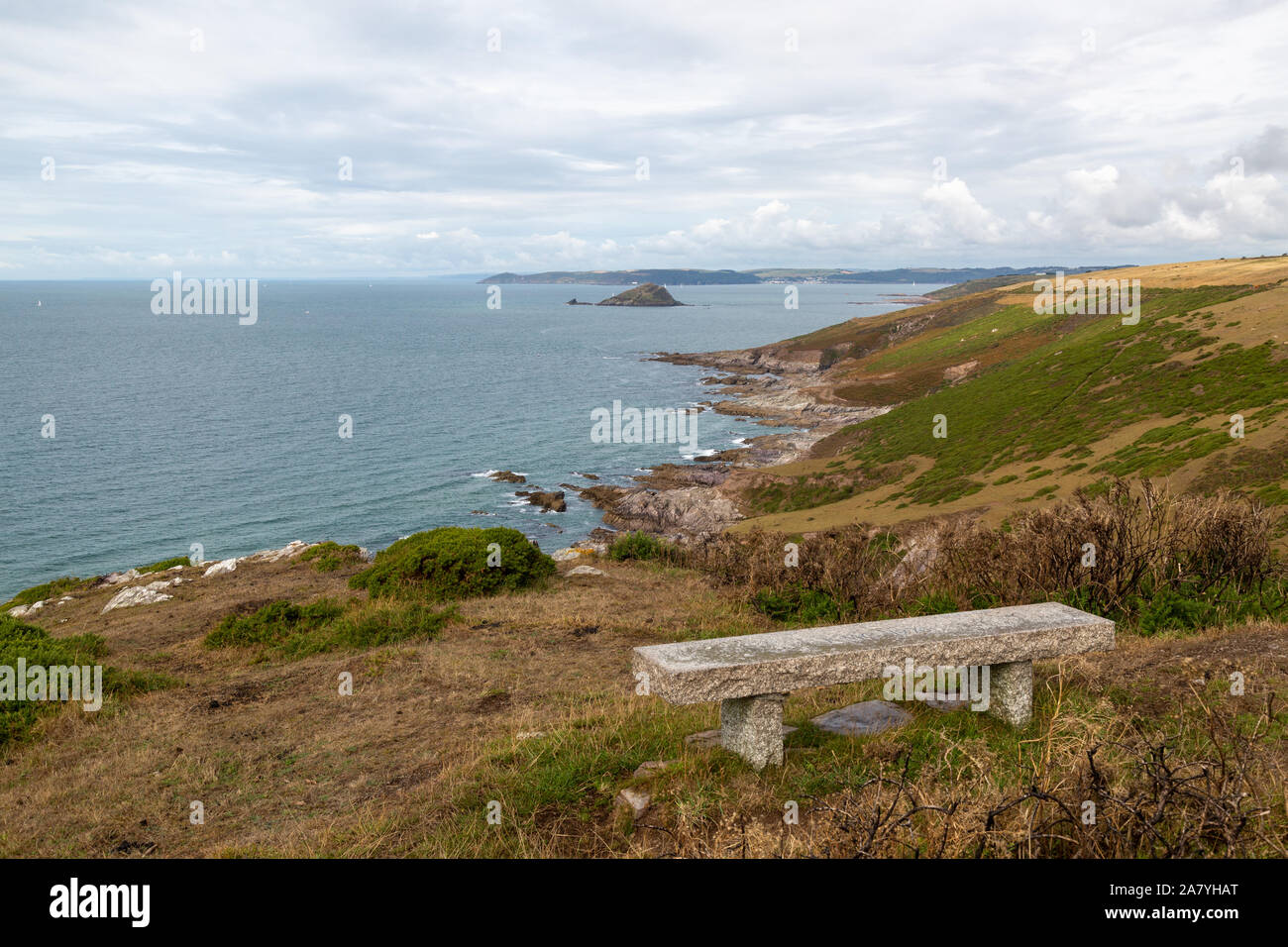 View point from Warren Point at Noss Mayo in Devon, looking towards the ...