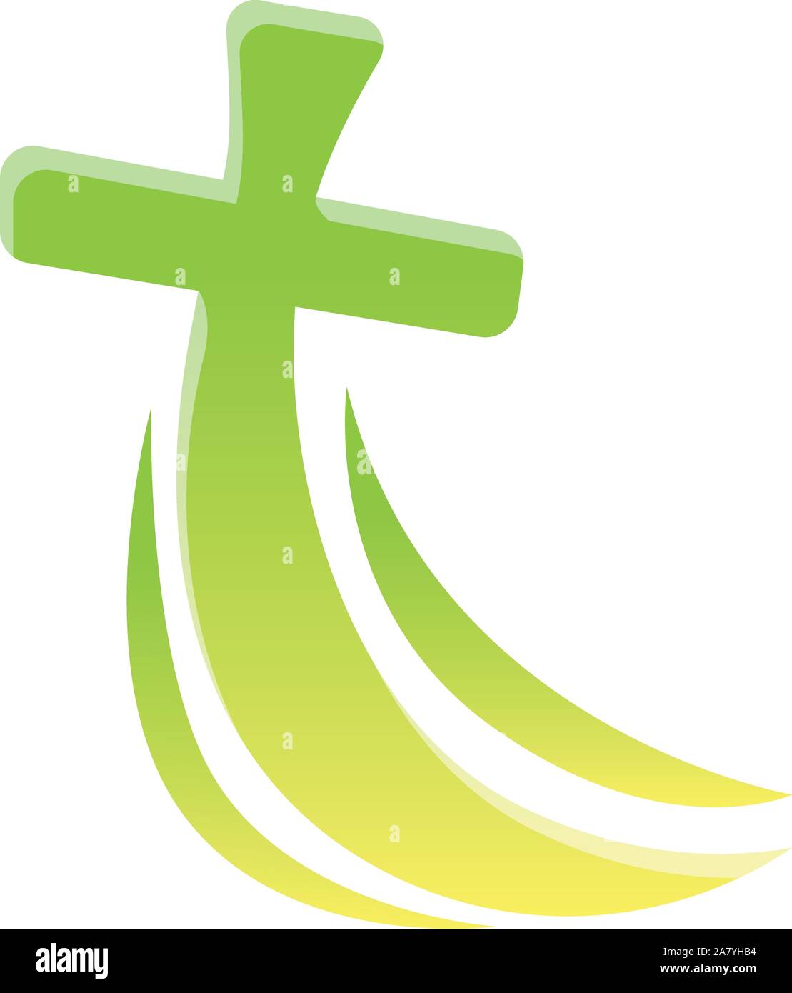 Green gradient cross icon. Cartoon of green gradient cross vector icon ...