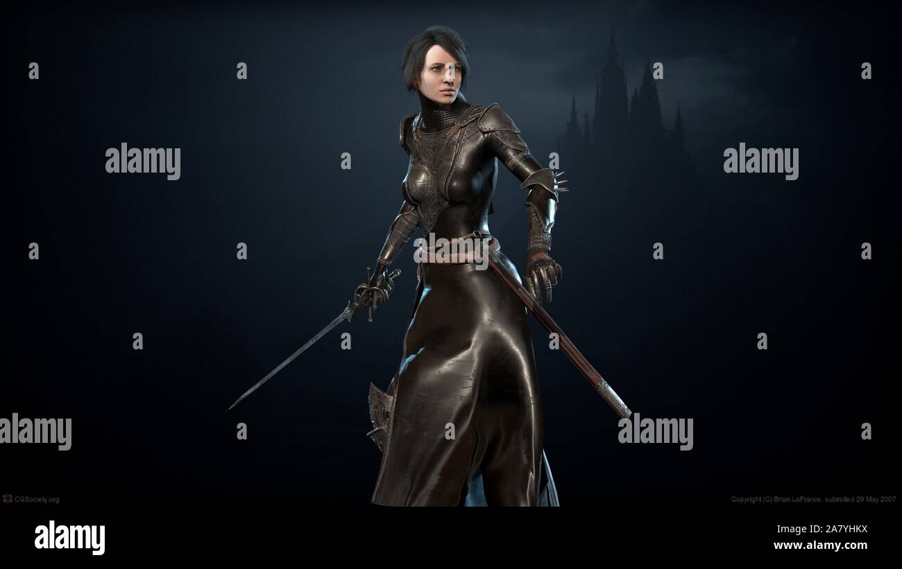 Dark knight lady 3d render Stock Photo - Alamy