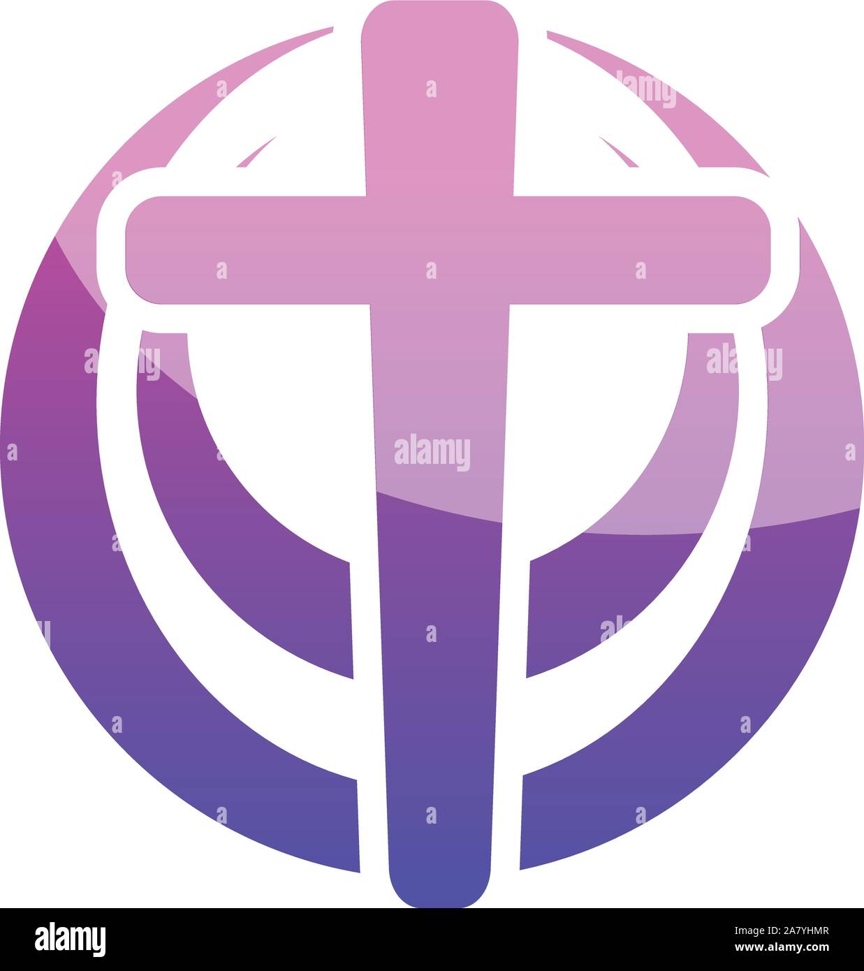 Violet circle church icon. Cartoon of violet circle church vector icon ...