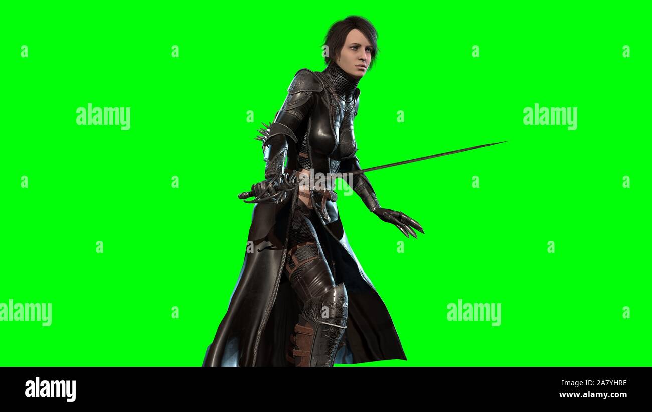 Dark knight lady 3d render Stock Photo - Alamy