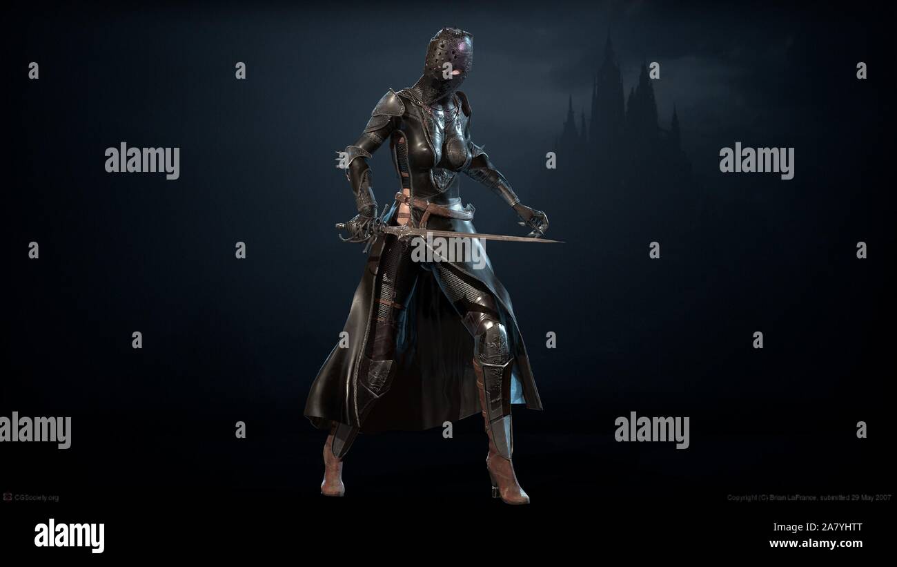 Dark knight lady 3d render Stock Photo - Alamy