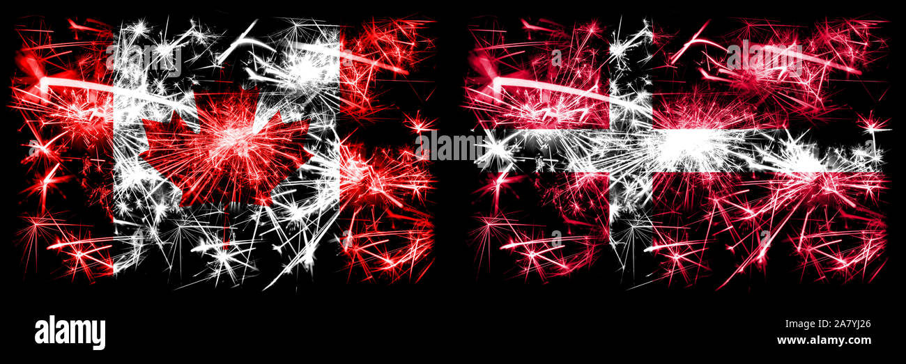 Canada, Canadian vs Denmark, Danish New Year celebration sparkling ...