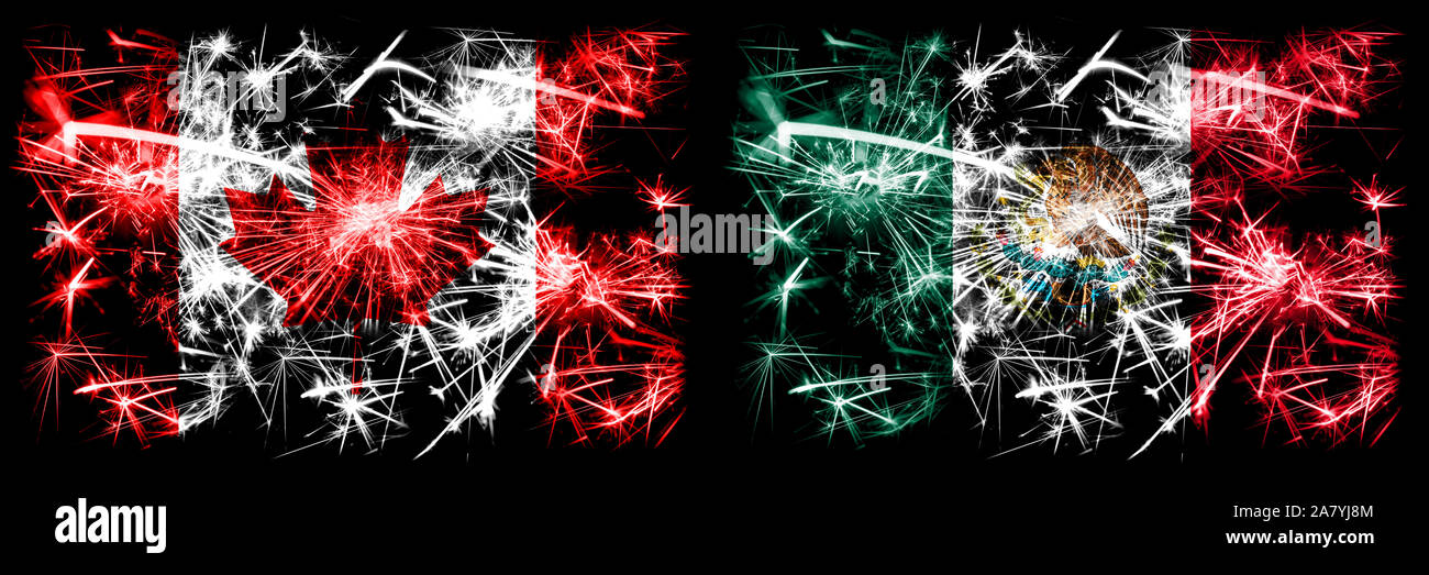 Canada, Canadian vs Mexico, Mexican New Year celebration sparkling ...