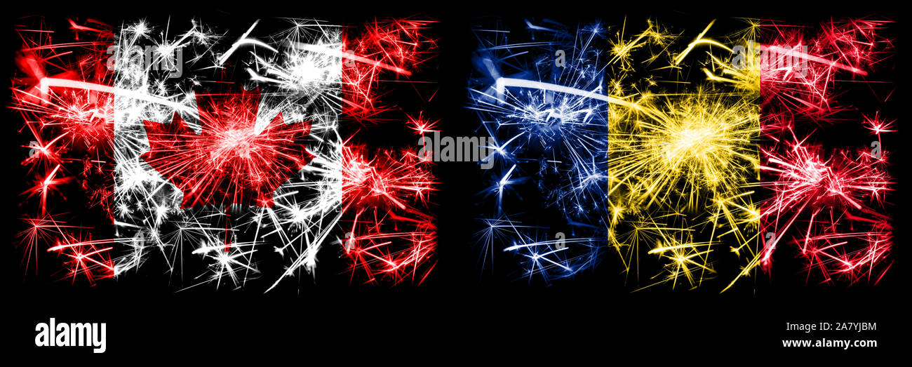 Canada, Canadian vs Romania, Romanian New Year celebration sparkling ...