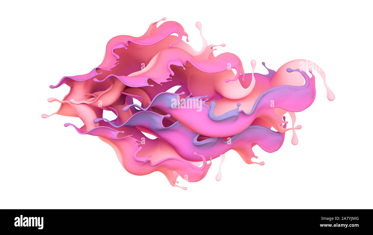 Beautiful multi-color splash of liquid . 3D illustration, 3D ...