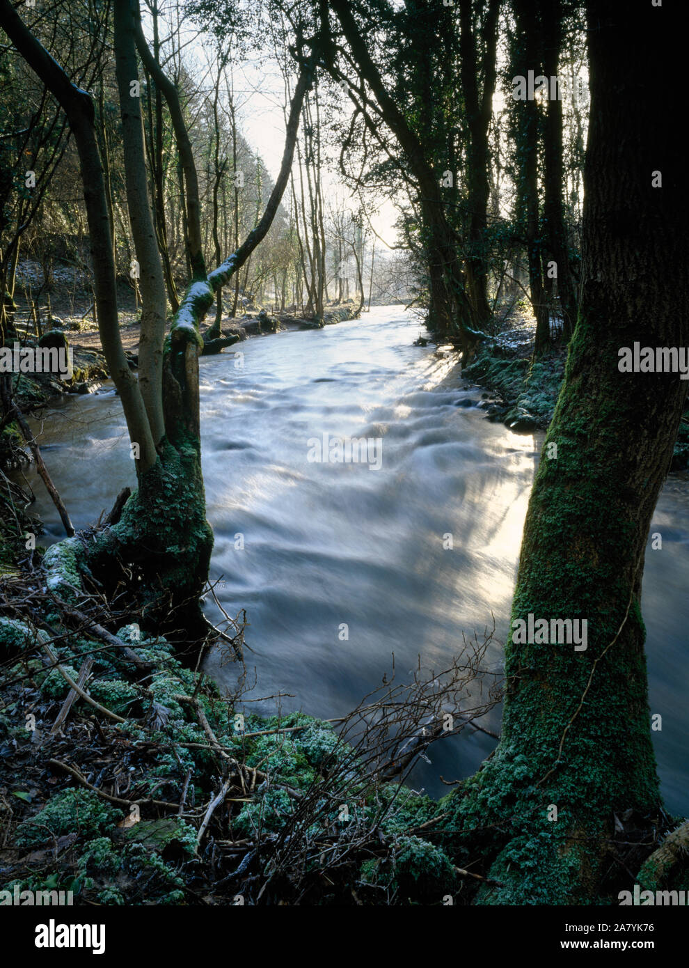 River Alyn north of Loggerheads Country Park, North Wales. Looking ...