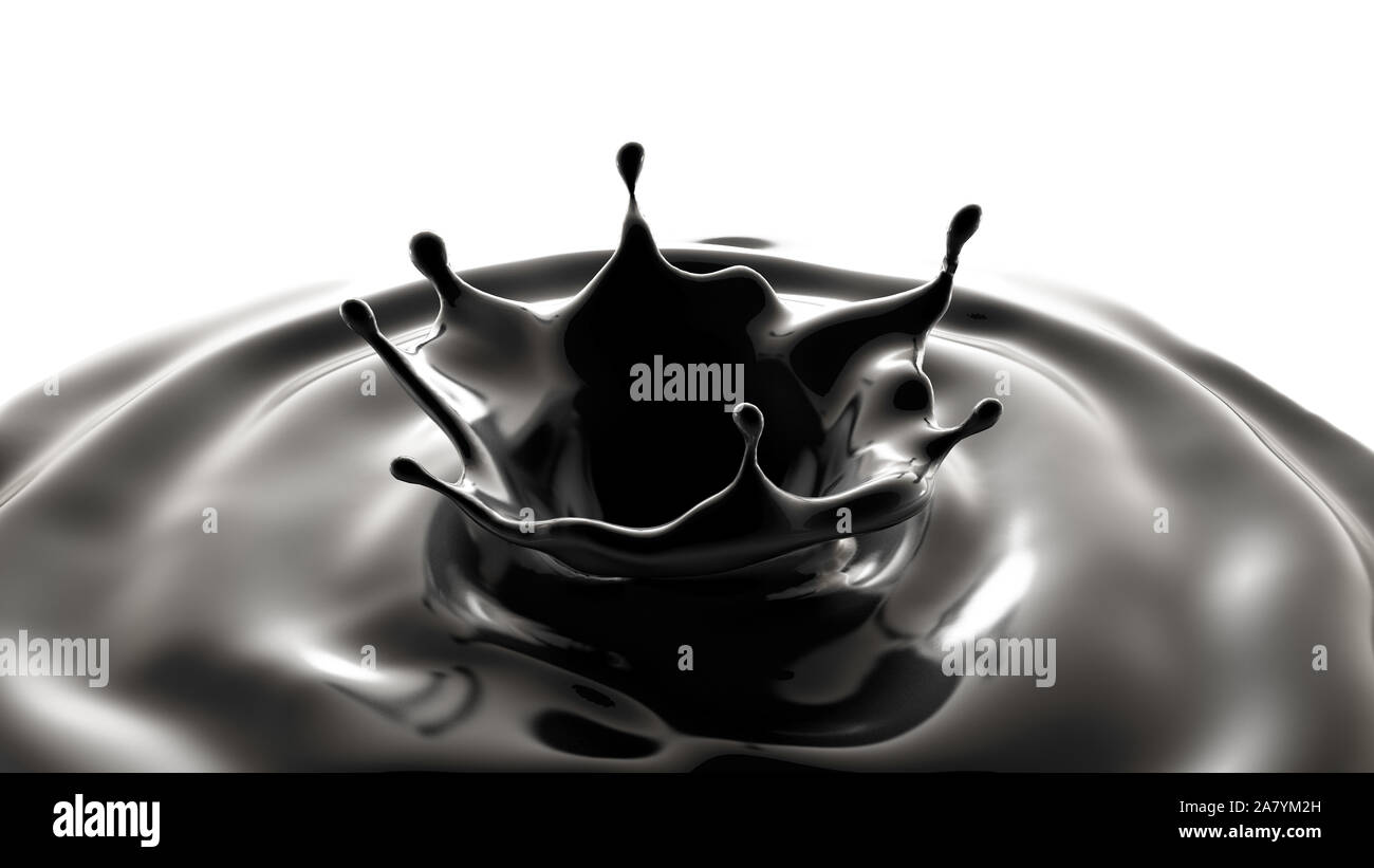Splash of black liquid. 3d rendering, 3d illustration Stock Photo - Alamy