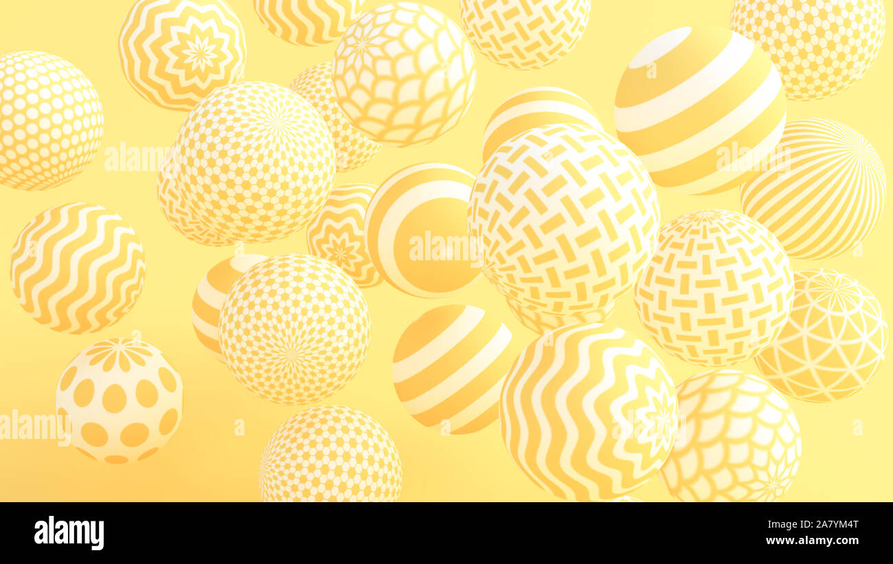 Yellow background with balls. 3d rendering, 3d illustration Stock Photo ...