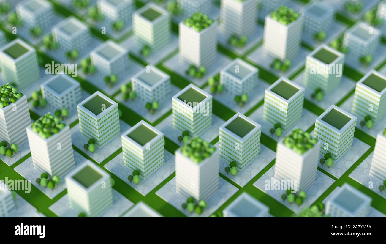 Model of the city with residential buildings. 3d rendering, 3d ...