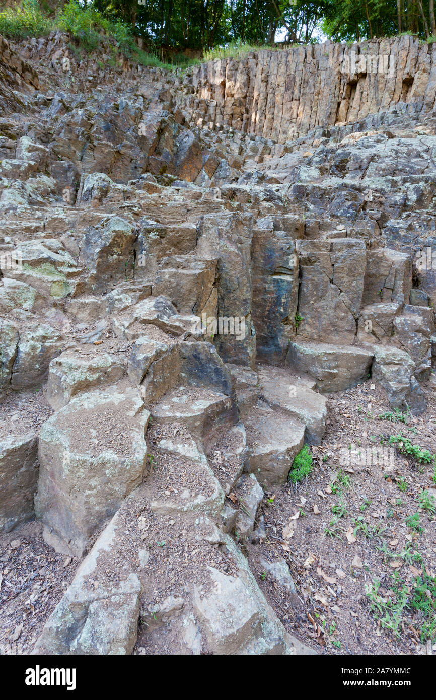 Volcanic slabs and pilars from Papuk Nature Park, Croatia Stock Photo ...