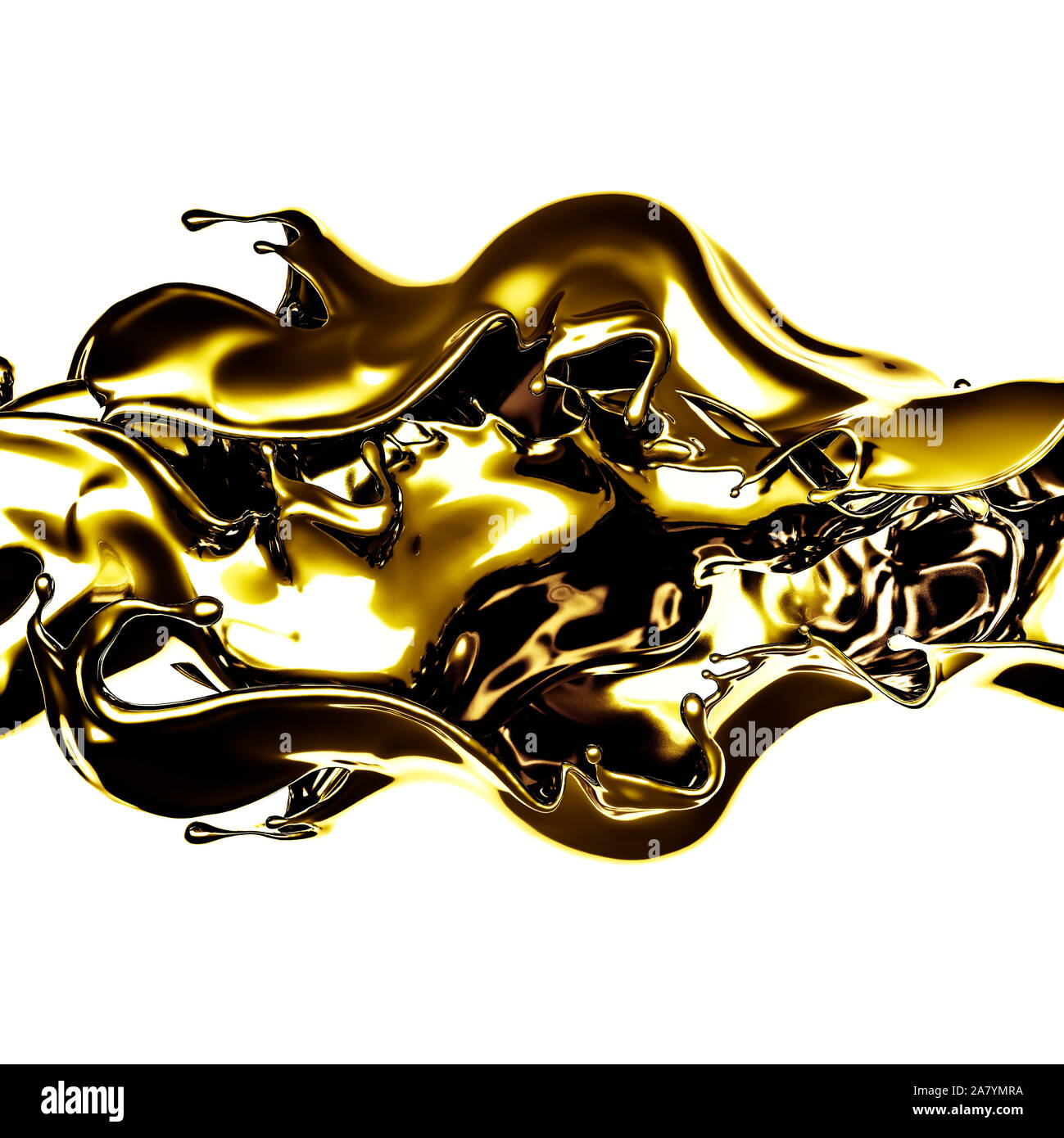 A splash of thick, golden liquid. 3d rendering, 3d illustration Stock ...