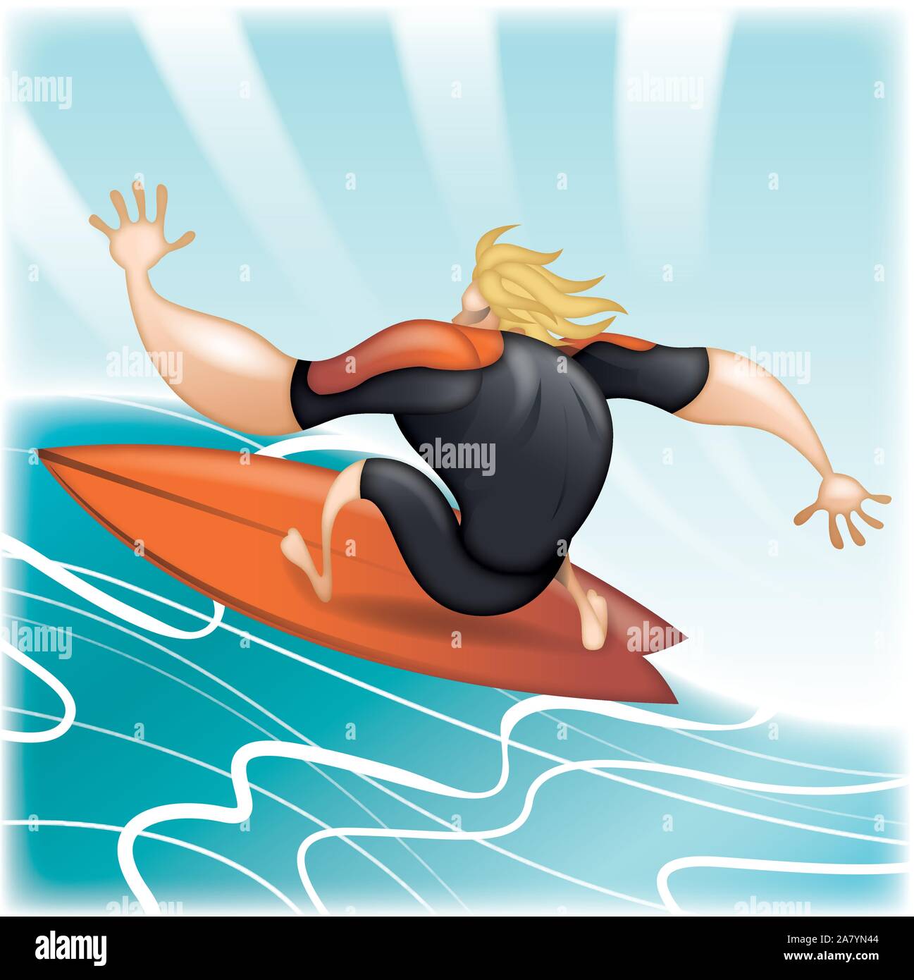 Pro surfer cartoon character riding wave Stock Vector Image & Art - Alamy