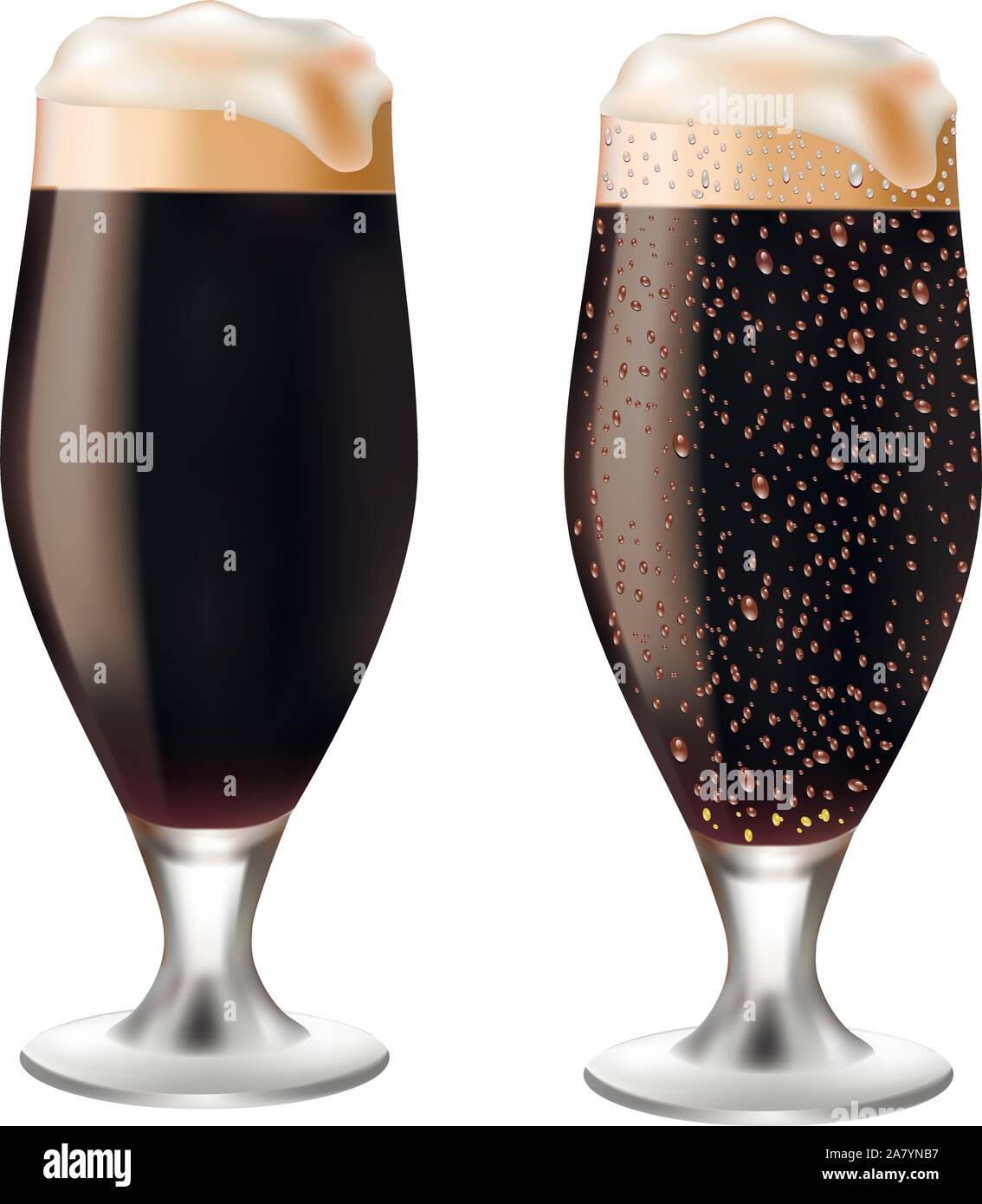 Dark beer in glass with drops on white background vector Stock Vector ...