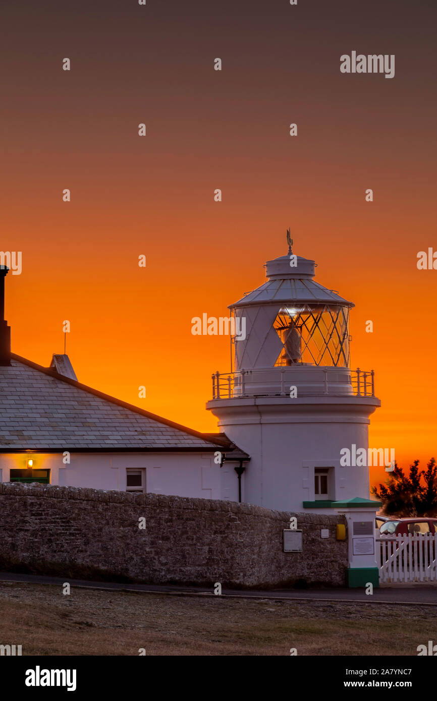 Swanage Dorset England Beautiful orange glow, just before sunrise, at ...