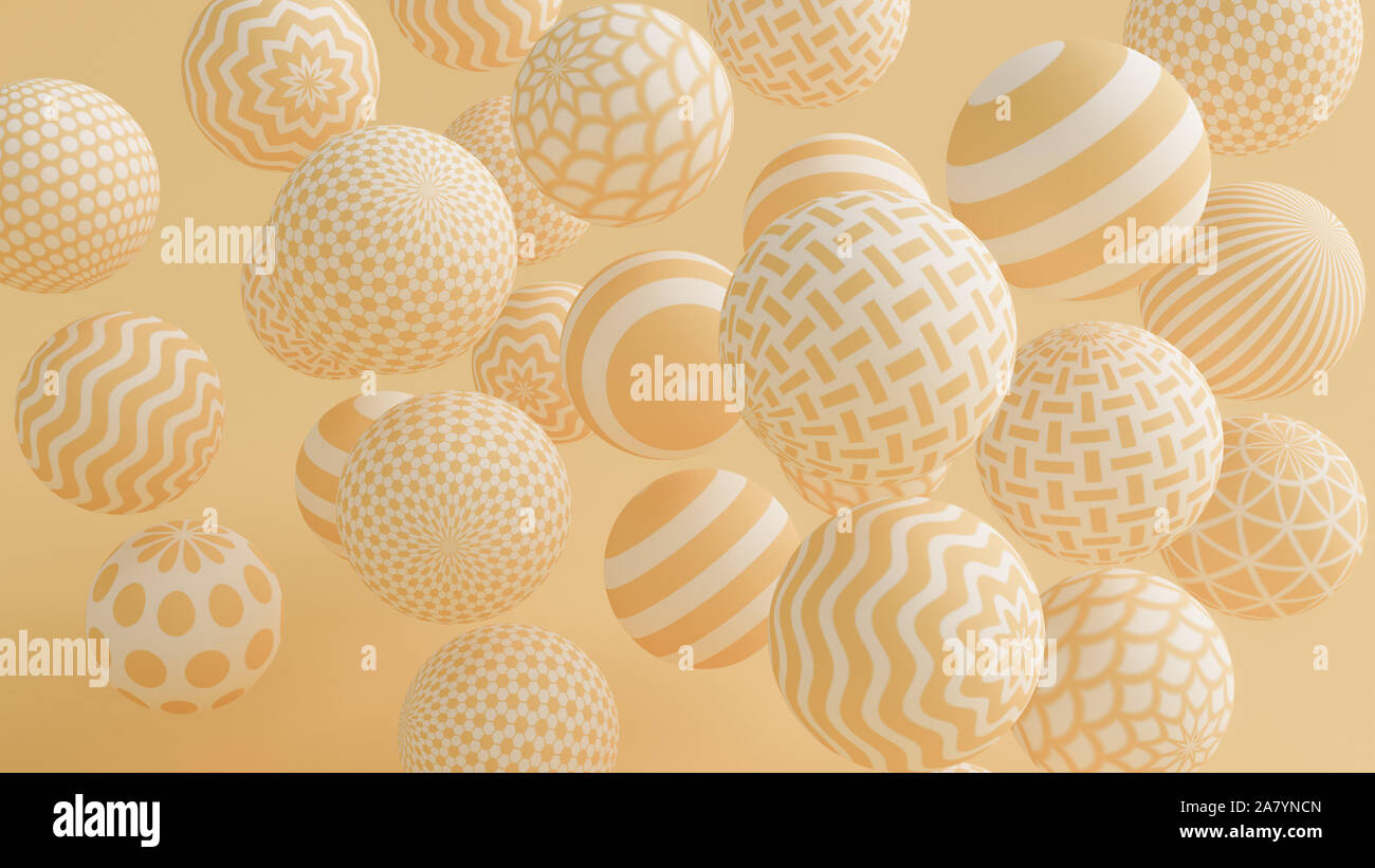 Yellow background with balls. 3d rendering, 3d illustration Stock Photo ...